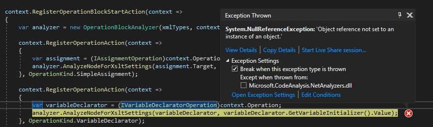error AD0001: Analyzer 'Microsoft.NetFramework.Analyzers ...
