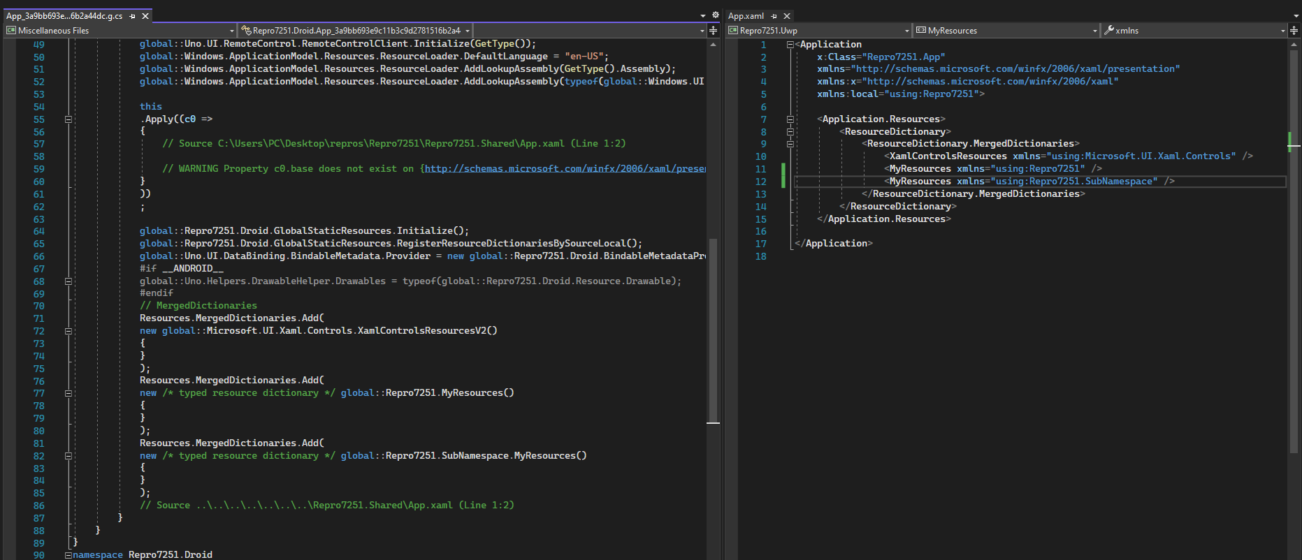 Cannot init identically named `ResourceDictionaries` from different namespaces · Issue #7251 ...