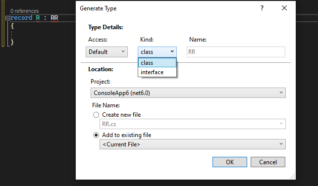 Generate Class And Generate Type Should Handle Records Properly · Issue 63376 · Dotnet