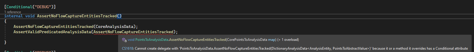 IDE0200 (lambda expression can be removed) results in compile error (ConditionalAttribute ...