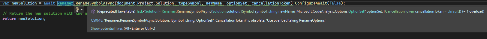 CodeFix template is using an obsolete API · Issue #1040 · dotnet/roslyn-sdk · GitHub