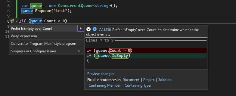 Bug In Fixer For Ca1836 · Issue 6145 · Dotnet Roslyn Analyzers · Github