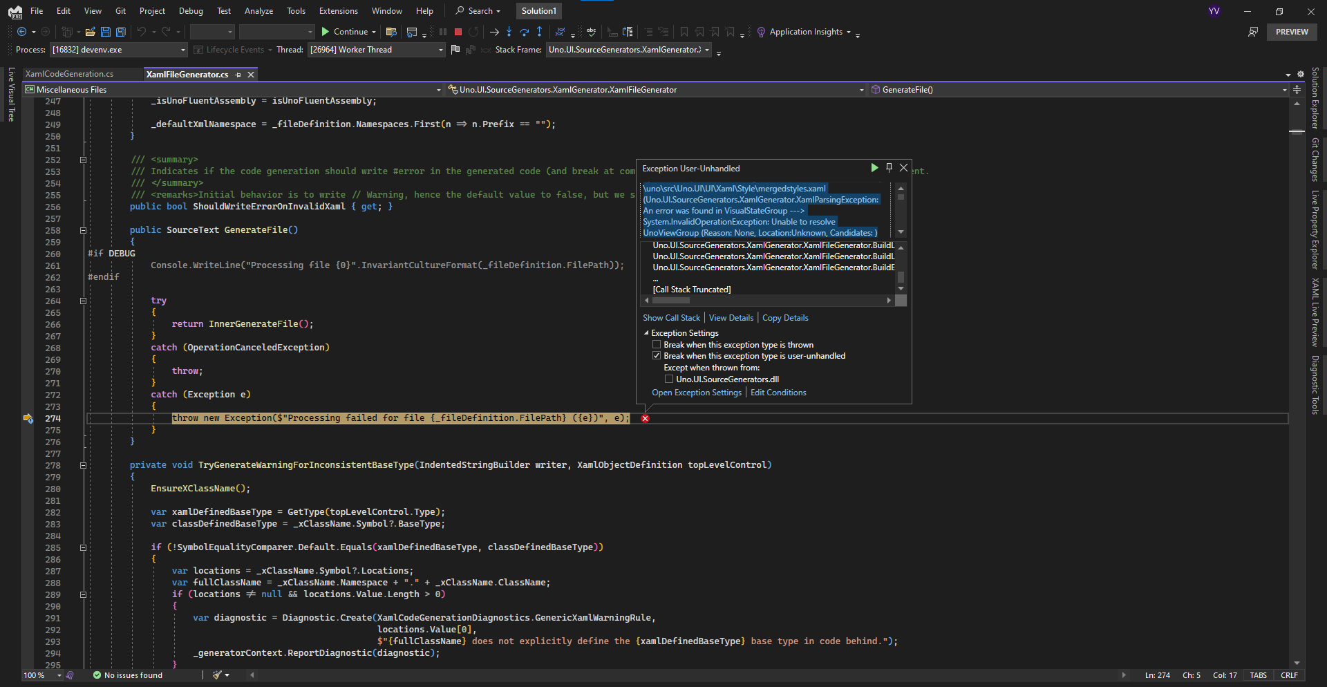 XAML generation throws in design-time builds in Uno solution · Issue #13054 · unoplatform/uno ...
