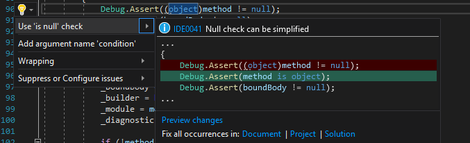 IDE0041 shows inaccurate title · Issue #47163 · dotnet/roslyn · GitHub