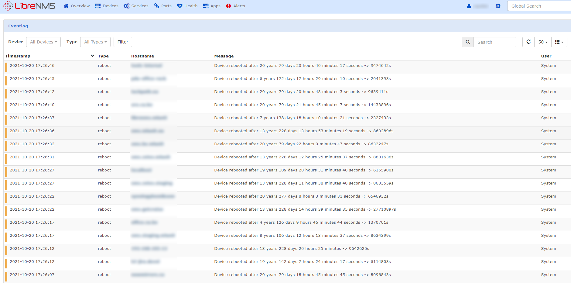 Event log full of device reboots, including some going back 47 years · Issue #13394 · librenms ...