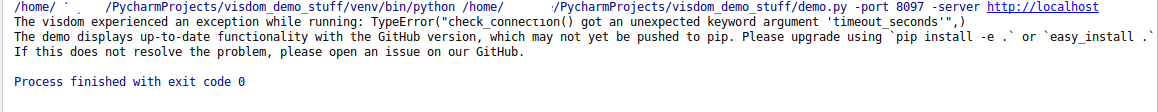 Run visdom from Pycharm via run configuration and from Terminal doesn't work · Issue #541 ...