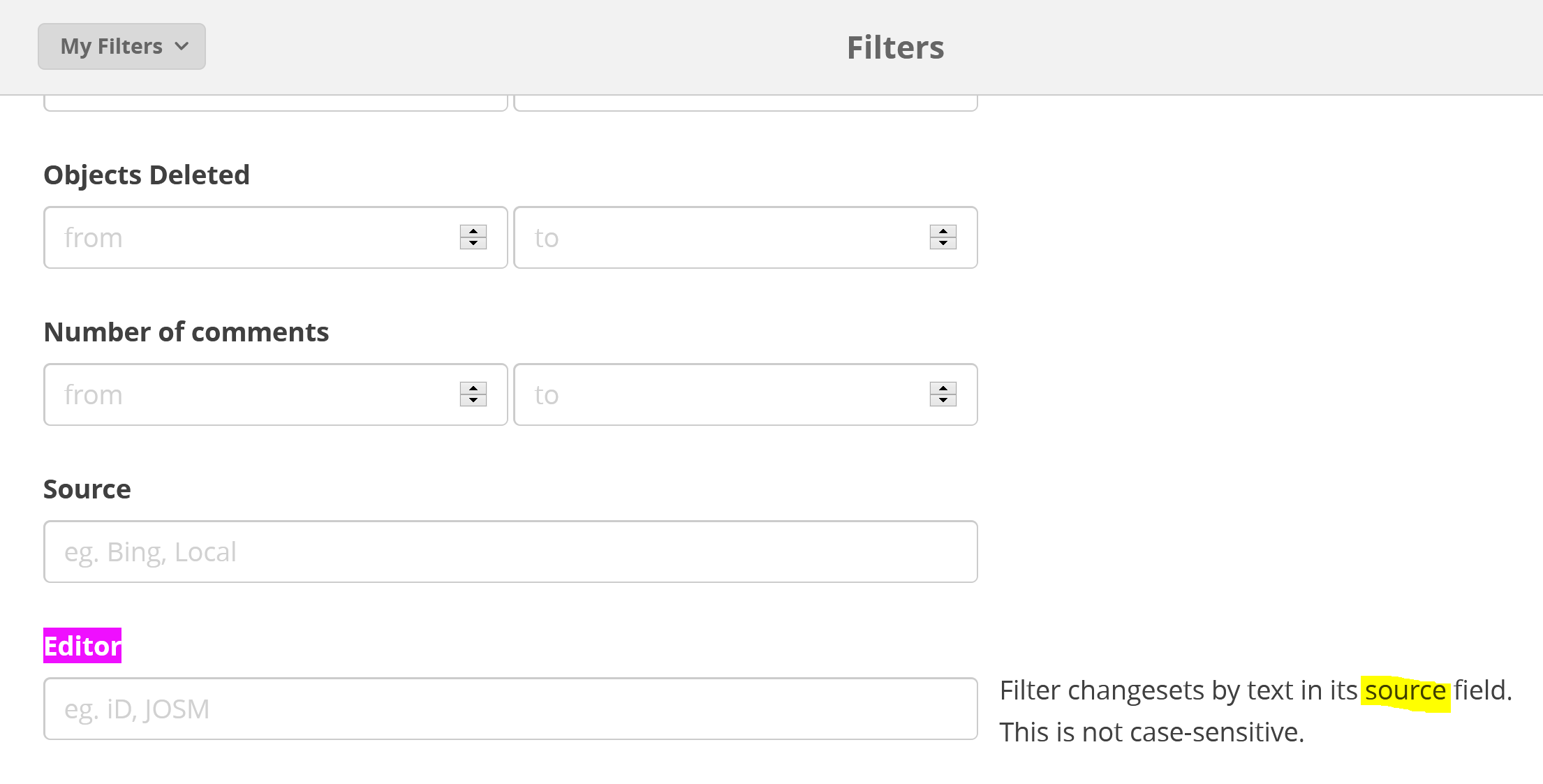 Filter field has wrong description · Issue #496 · OSMCha/osmcha-frontend · GitHub