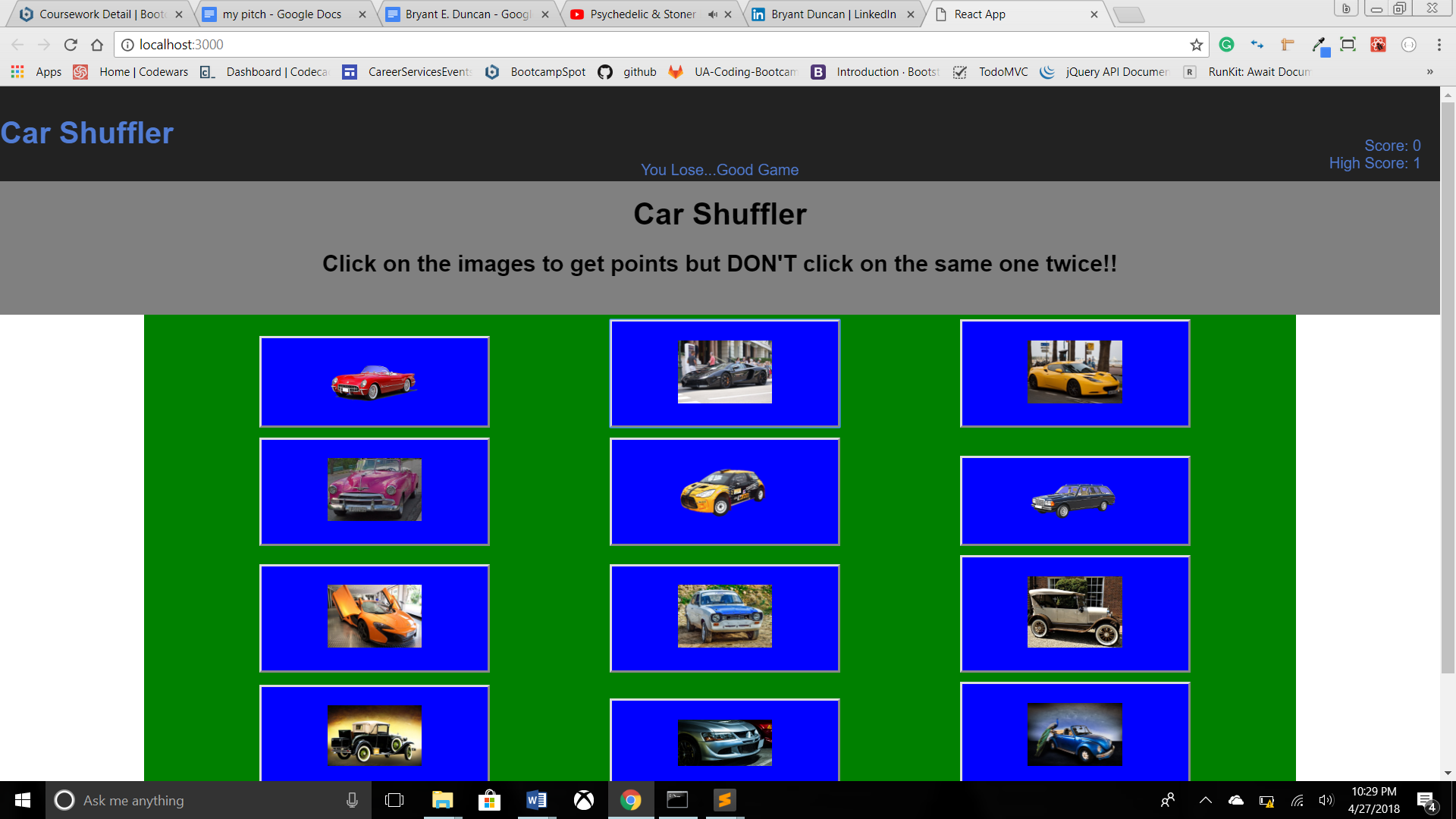 GitHub - Beduncan/Clicky-Car
