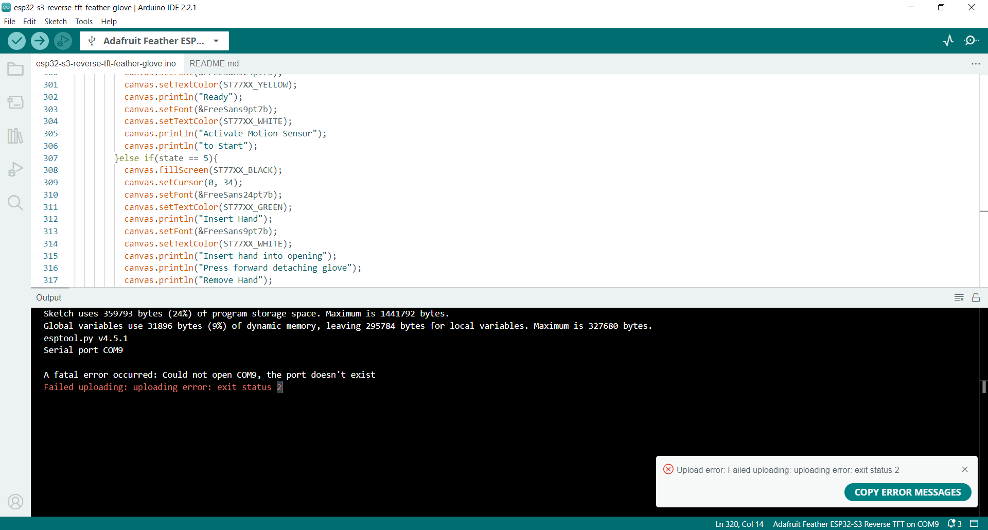 Adafruit ESP32 S3 REV TFT Arduino 2.2.1 No Comm Port V0.16.0 · Issue #353 · adafruit/tinyuf2 ...