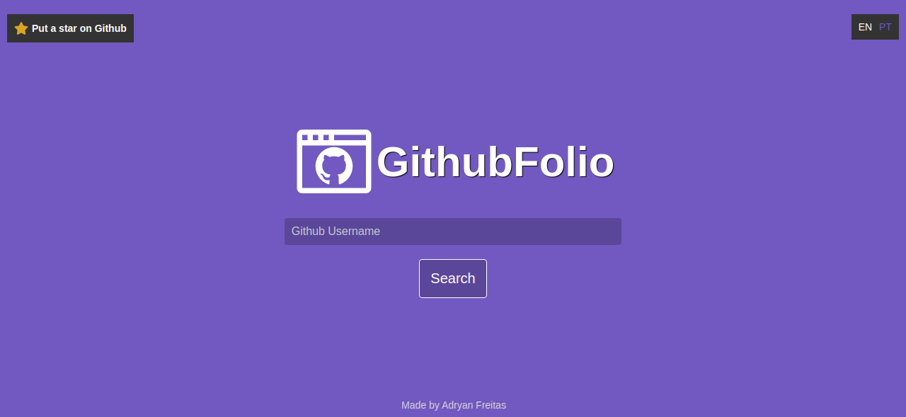 GitHub - adryansf/GithubFolio: Creator of simple portfolios through your github pages