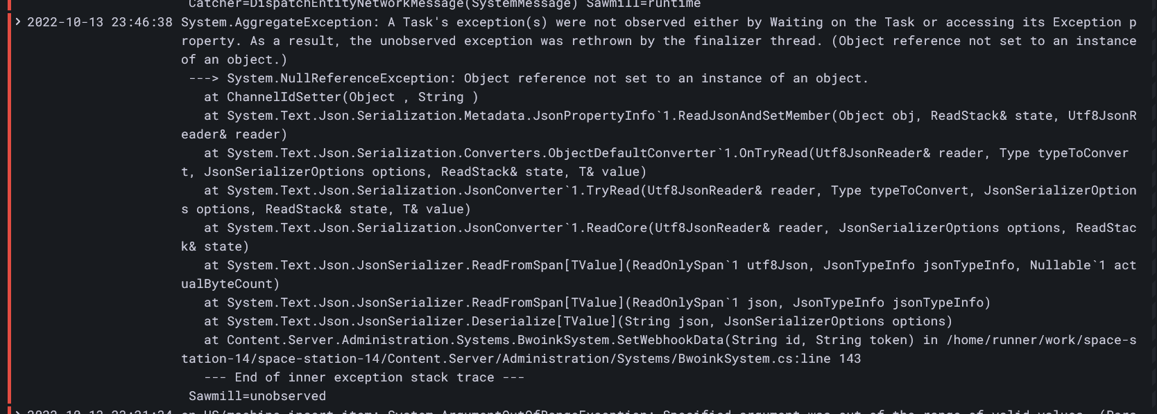 Bwoink webhook exception · Issue #11889 · space-wizards/space-station-14 · GitHub