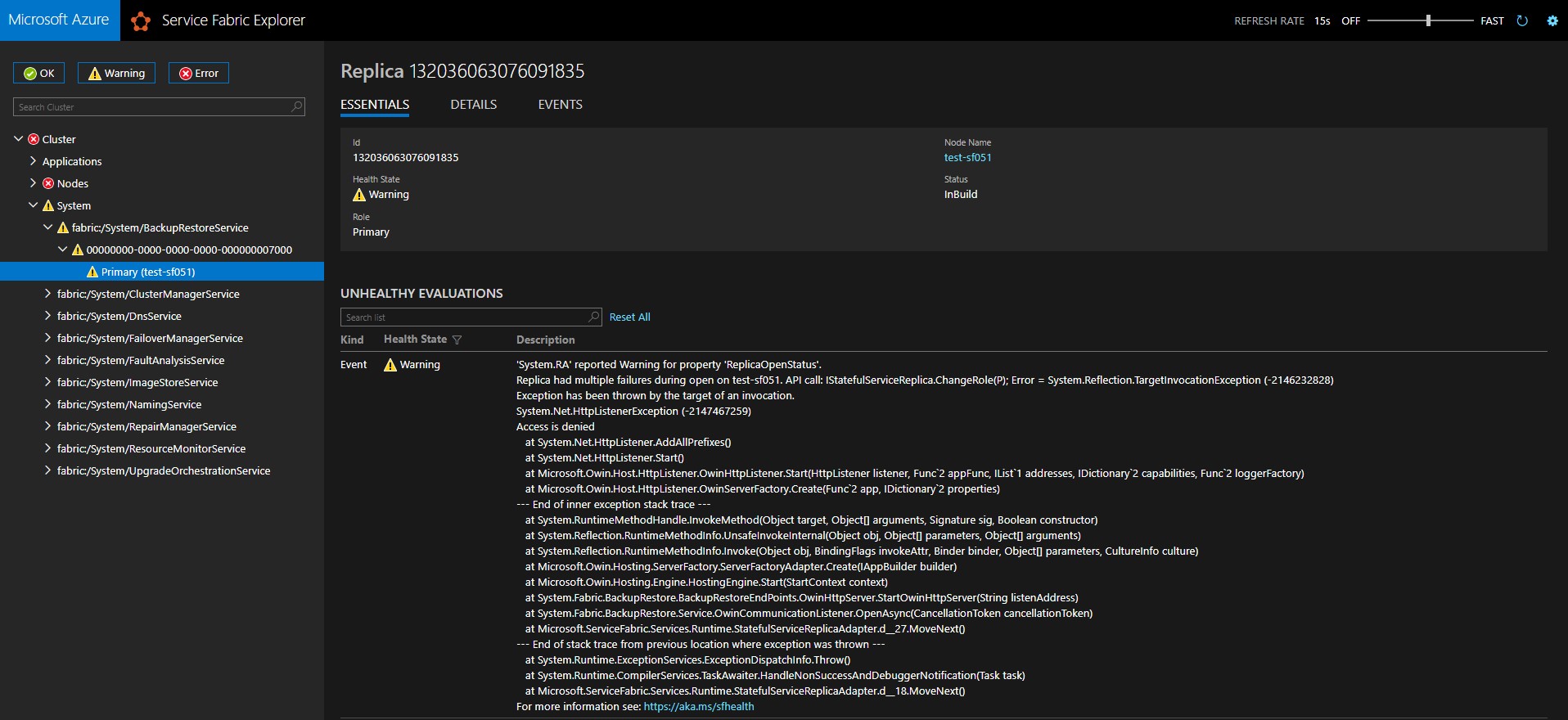 Backup/Restore service not coming up with Standalone cluster with GMSA security. · Issue #313 ...