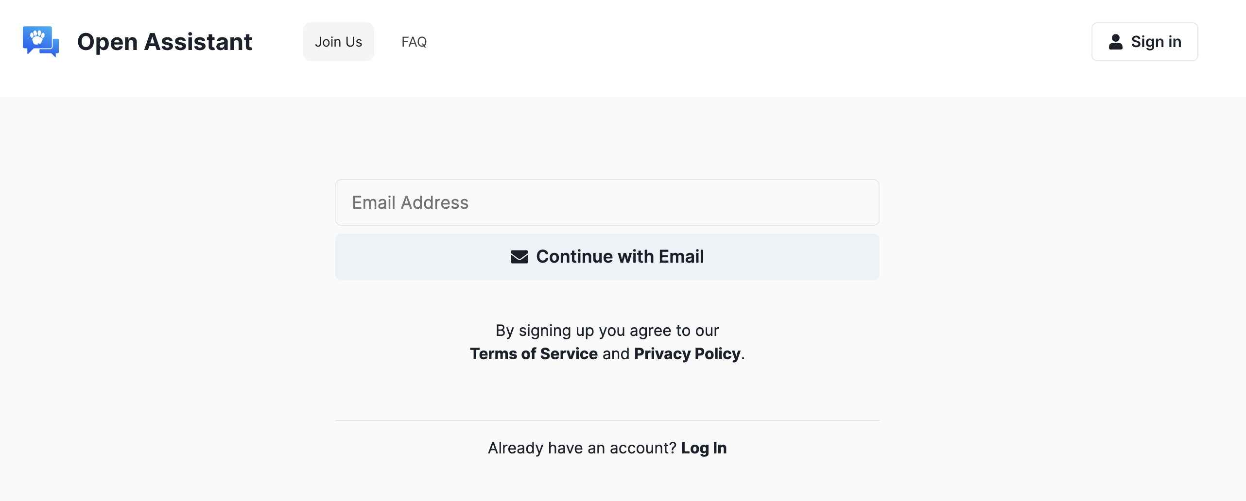 "Join Us" and "FAQ" buttons do nothing when on Sign Up page · Issue #132 · LAION-AI/Open ...