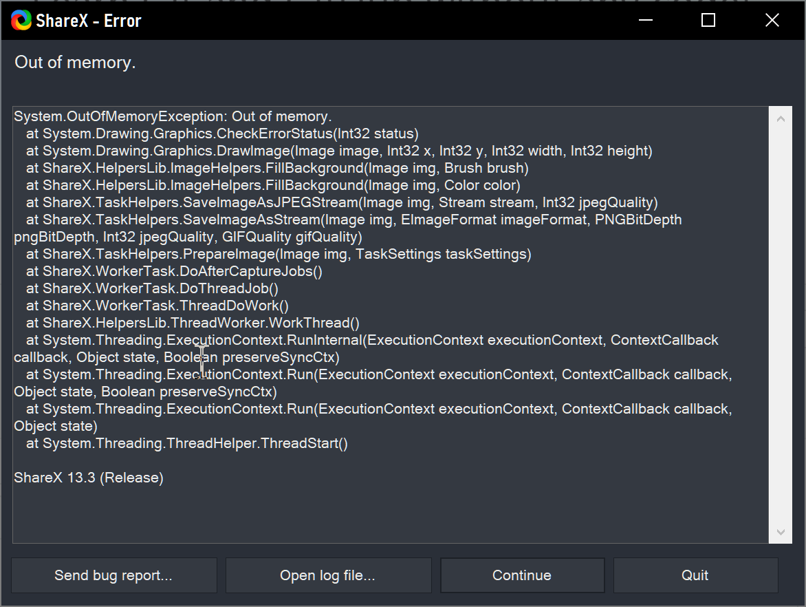 out of memory . wtf · Issue #5197 · ShareX/ShareX · GitHub