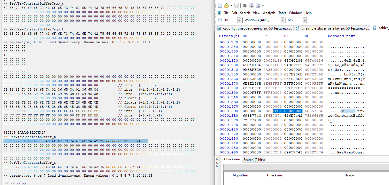 Features bytes section of vcs files doesn't correctly prints version ...