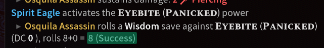Spirit Eagle Eye Bite is DC 0 · Issue #2772 · SolastaMods/SolastaUnfinishedBusiness · GitHub
