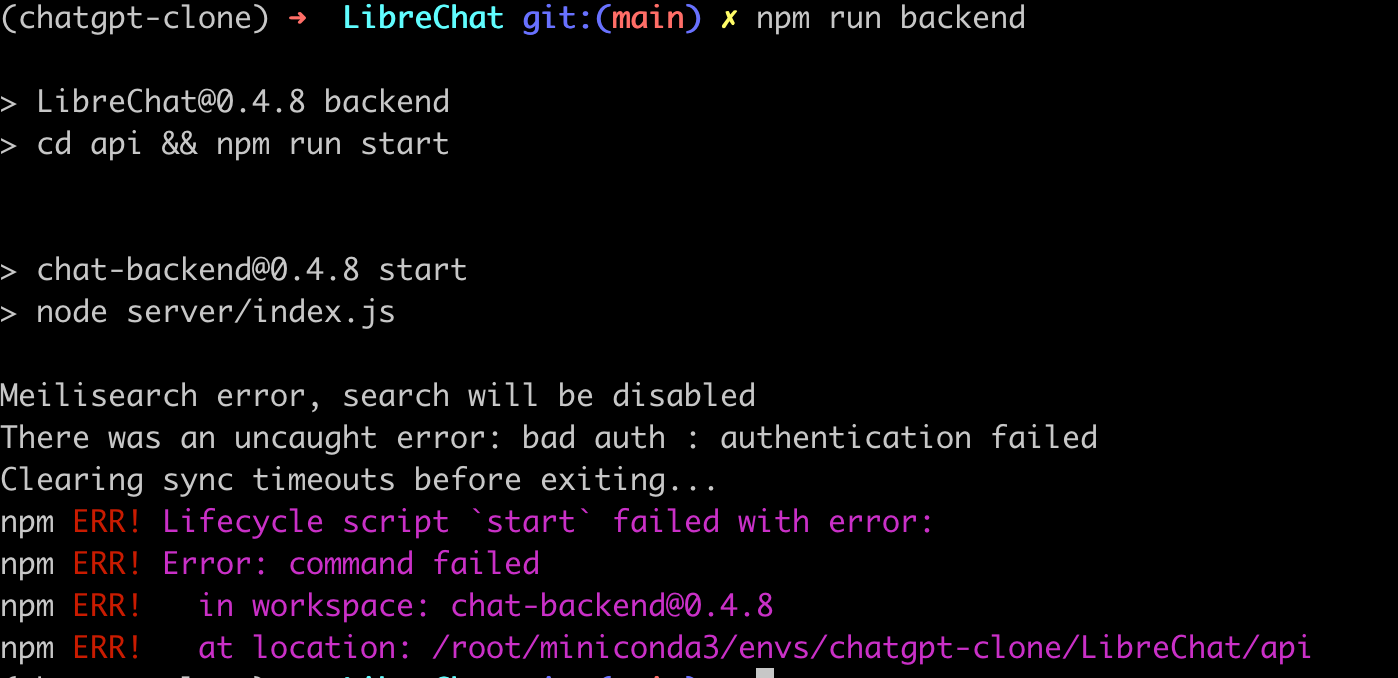 [Bug]: can't run the service · Issue #460 · danny-avila/LibreChat · GitHub