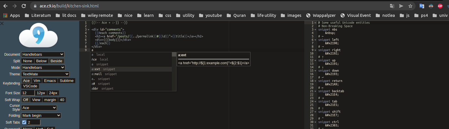 Snippets auto completion are not showing when handlebars mode is selected · Issue #4632 ...