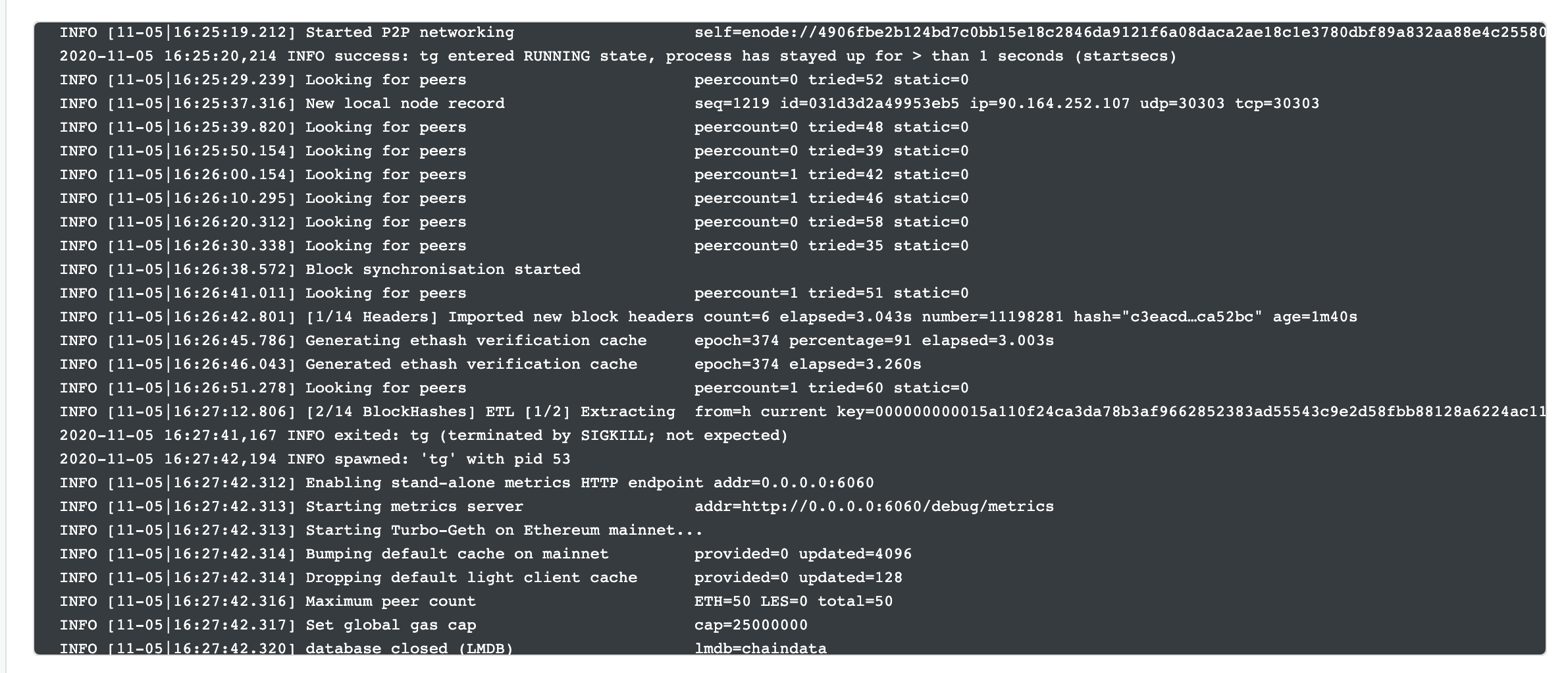 turbo-geth terminated by sigkill · Issue #1347 · erigontech/erigon · GitHub