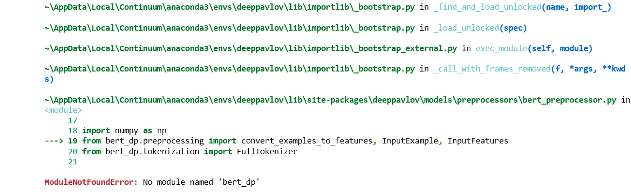 No module named 'bert_dp' · Issue #808 · deeppavlov/DeepPavlov · GitHub