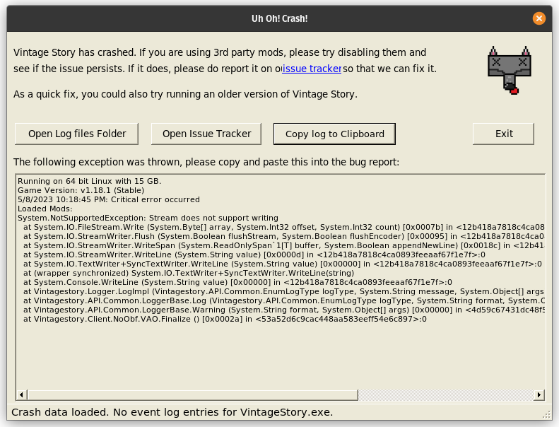 ALT-F4 Gives Crash Report · Issue #2714 · anegostudios/VintageStory-Issues · GitHub