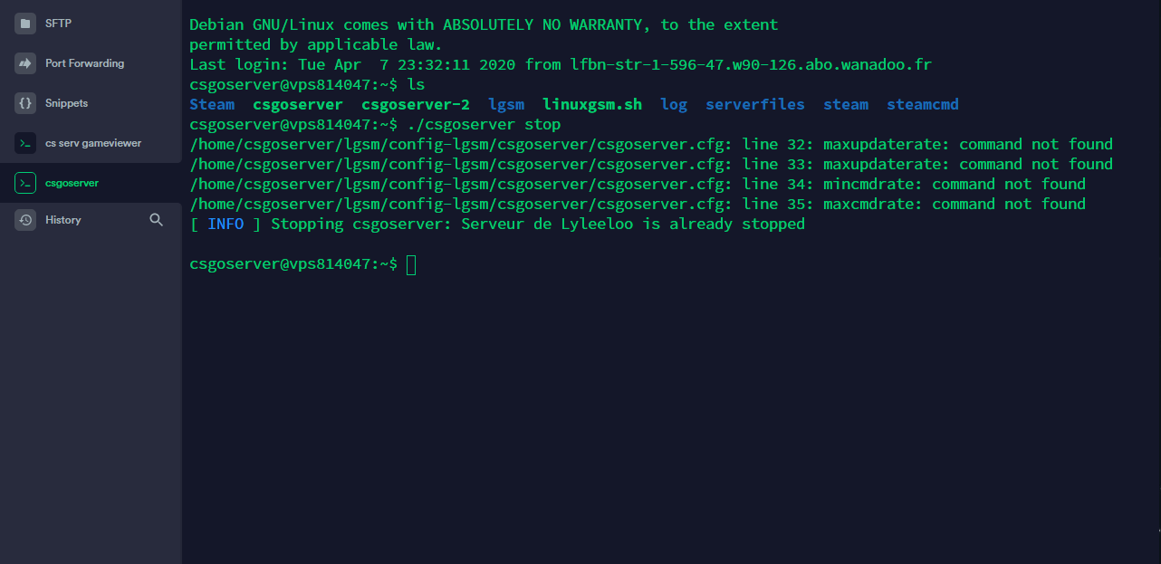 ./csgoserver don't work · Issue #2811 · GameServerManagers/LinuxGSM · GitHub