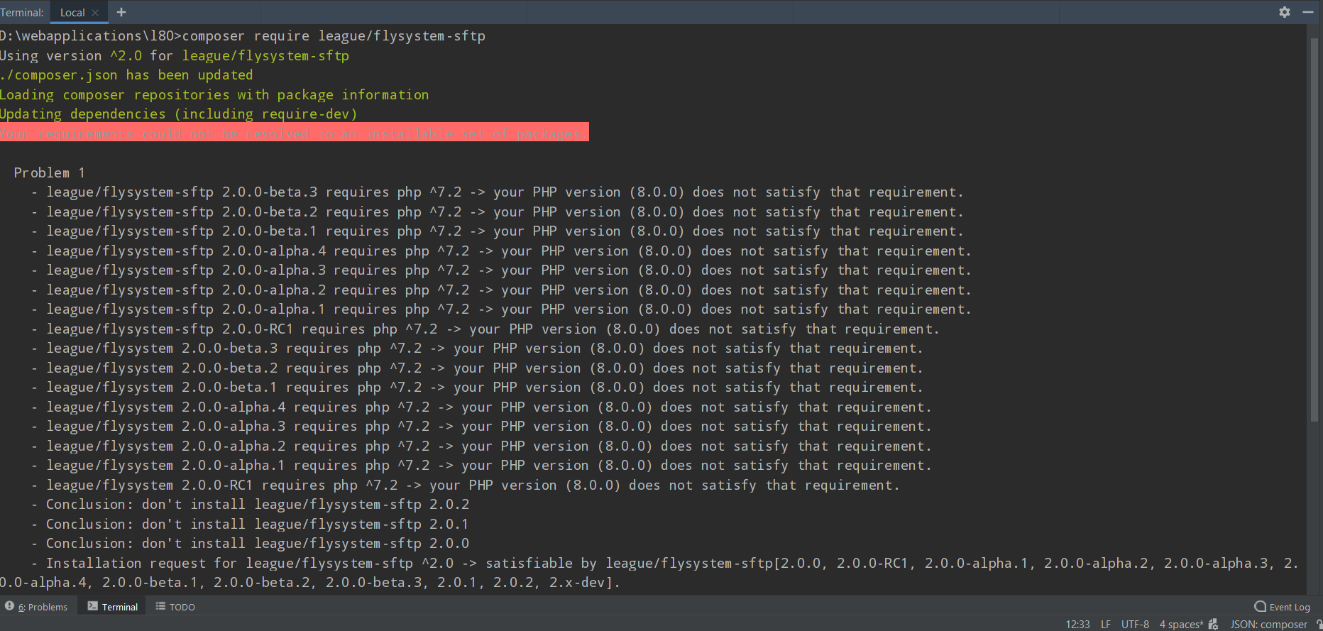 Installing "league / flysystem-sftp" Laravel and PHP 8 · Issue #112 · thephpleague/flysystem ...