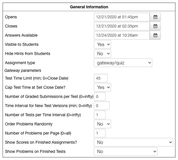 Gateway Quiz: Answers Available Setting Changes per Student? · Issue #1109 · openwebwork ...