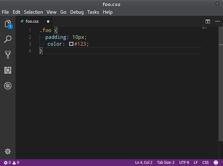 CSS and SCSS indentation using tabs is off with lines with the color ...