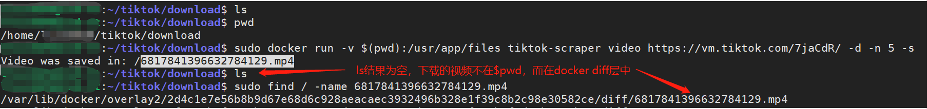 readme关于docker run的example，最终下载的视频所在位置似乎不太对。 · Issue #94 · drawrowfly/tiktok-scraper · GitHub