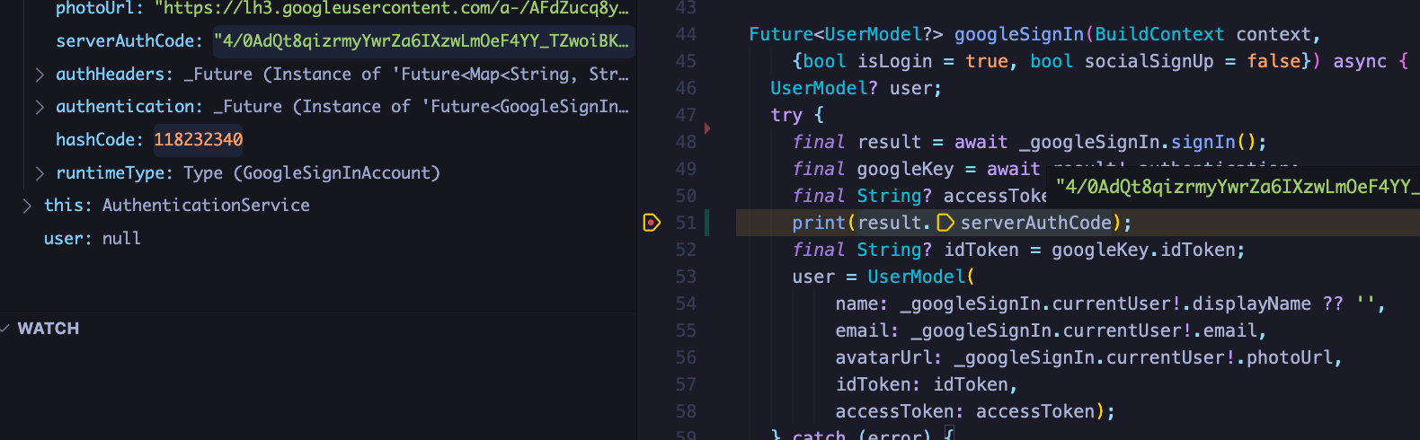 [google_sign_in] serverAuthCode is null on Android · Issue #107816 · flutter/flutter · GitHub