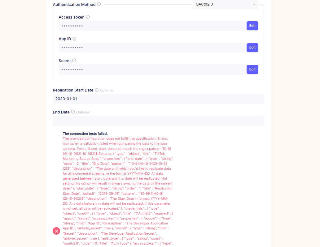 Tiktok source - Removing end date or start date causes error · Issue #23460 · airbytehq/airbyte ...