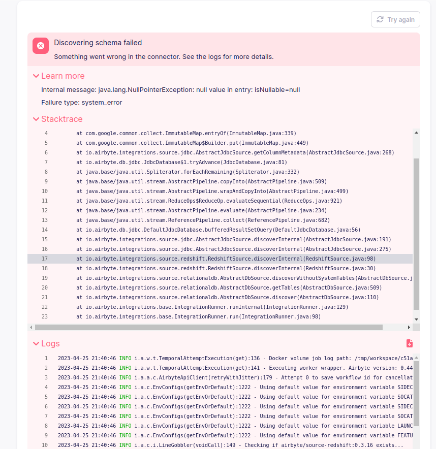 Platform Issue Redshift Source Connector · Issue 25513 · Airbytehq Airbyte · Github
