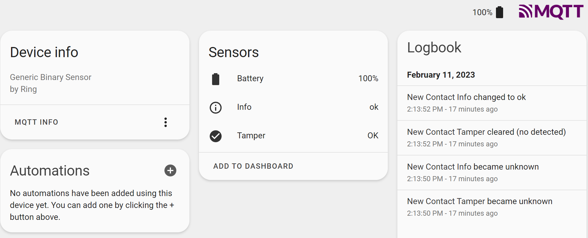 Generic Binary Sensor added to RING is not creating the state entity in ... Generic Binary Sensor added to RING is not creating the state entity in ...