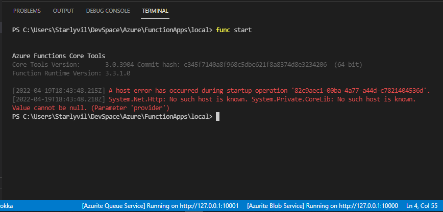 Local Function App Starts Only When Theres Internet Connection · Issue 8178 · Azure Azure