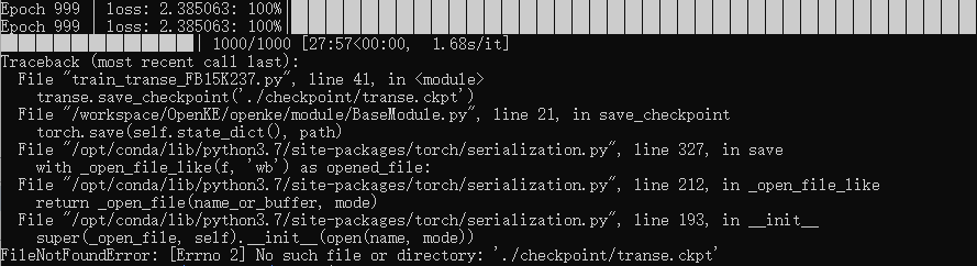 save follow your introduction and example · Issue #271 · thunlp/OpenKE · GitHub