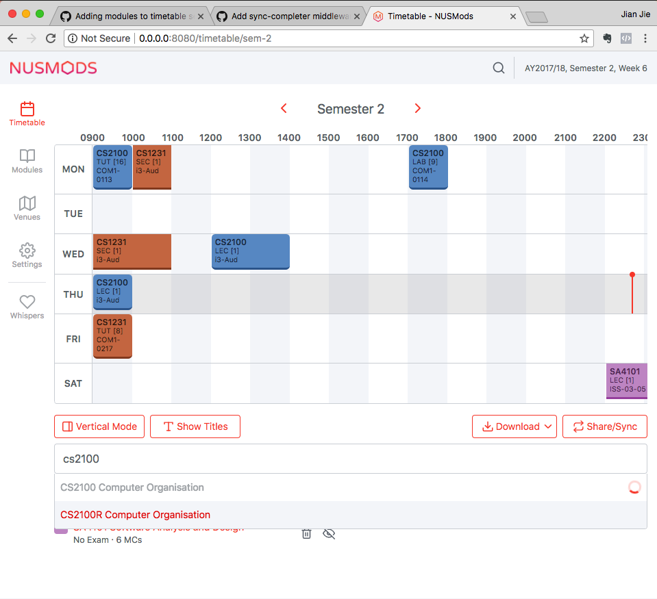 Adding modules to timetable seems to lag · Issue #717 · nusmodifications/nusmods · GitHub