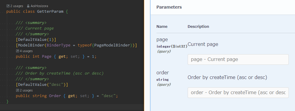 Defaultvalue In Nest Class Couldnt Work And Swaggerparameter On Property · Issue 1558