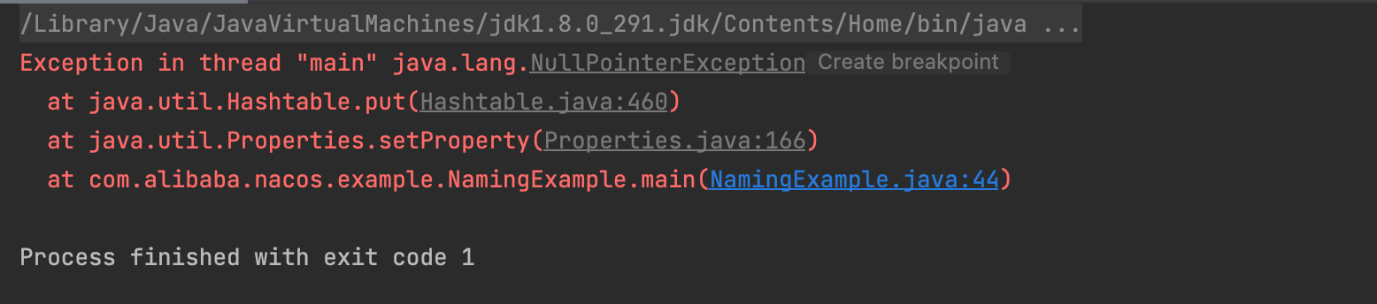 运行namingexample代码时抛出npe · Issue 9130 · Alibabanacos · Github 