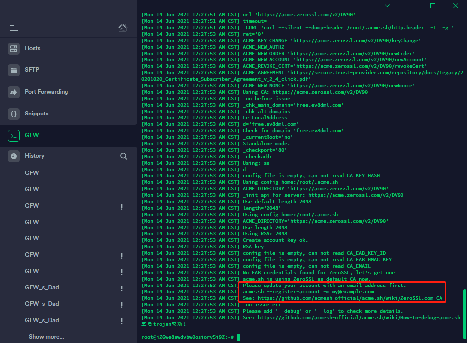 证书发行错误 · Issue #460 · Jrohy/trojan · GitHub