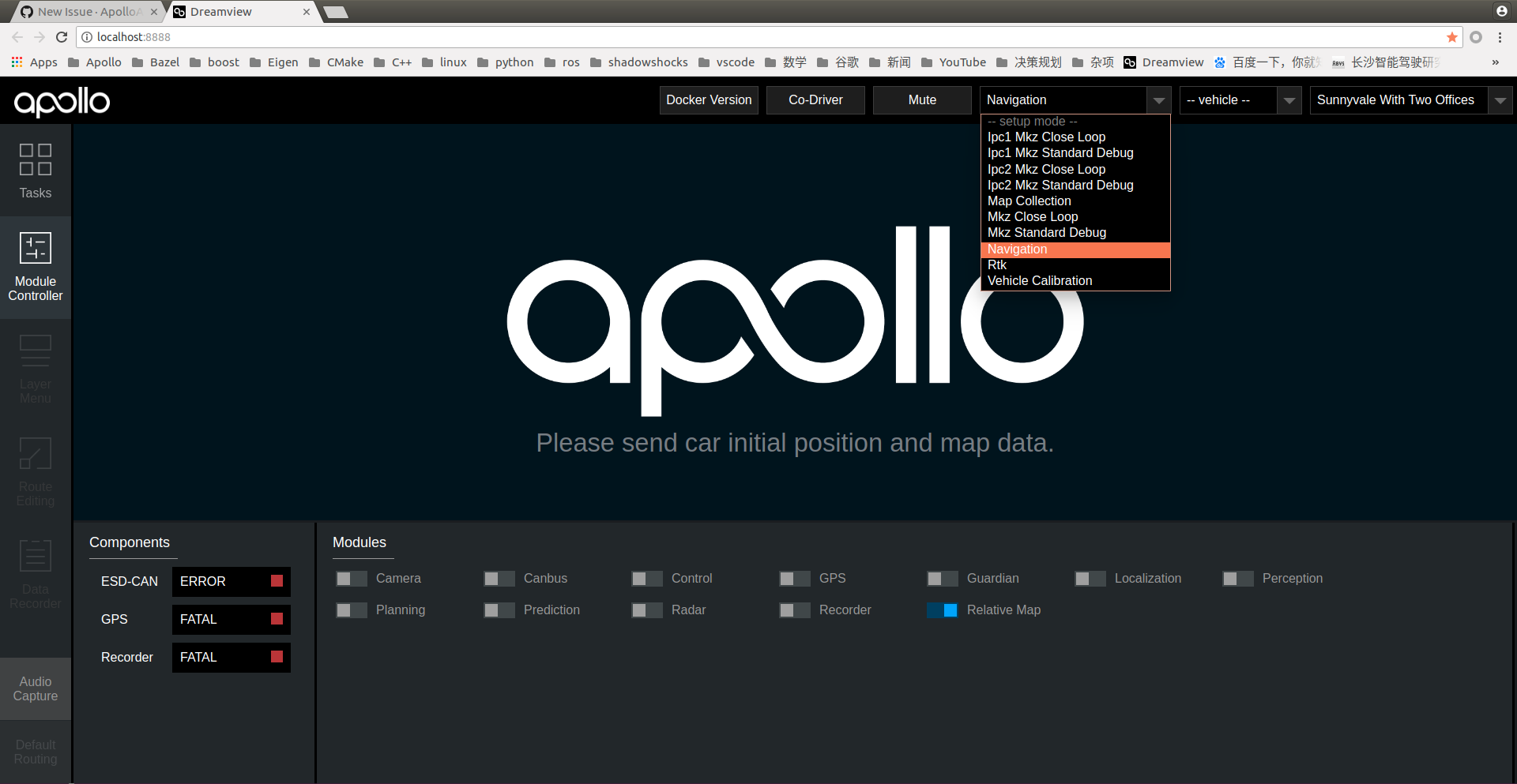 The real-time relative map can't be displayed correctly in Dreamview for Apollo master branch ...