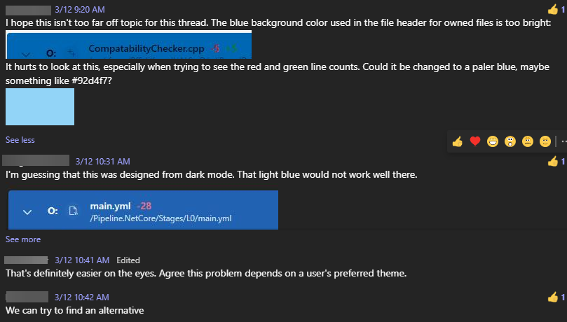 Make diff header highlight for owned files less bright · Issue #145 ...