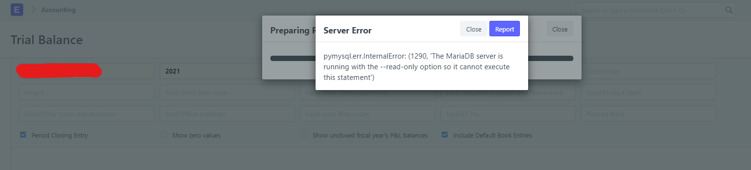 MariaDB slave setup is causing error for Trial Balance Report generation · Issue #28268 · frappe ...