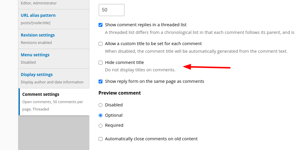 Added: Setting to allow the comment title to be hidden. · Issue #4569 ...