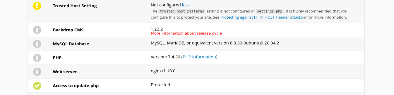 Status Page Provide Information About The Security Coverage Of The Currently Installed Minor 
