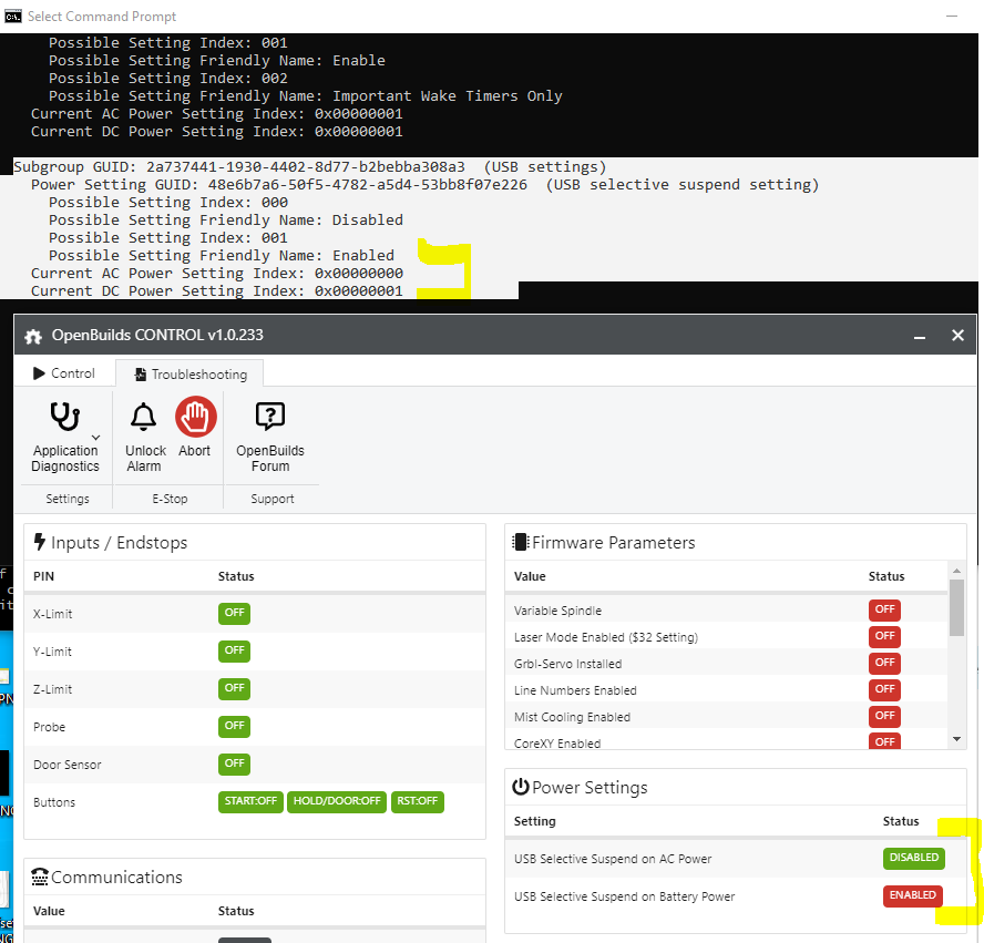 Check USB Selective Suspend setting programatically · Issue #106 · OpenBuilds/OpenBuilds-CONTROL ...