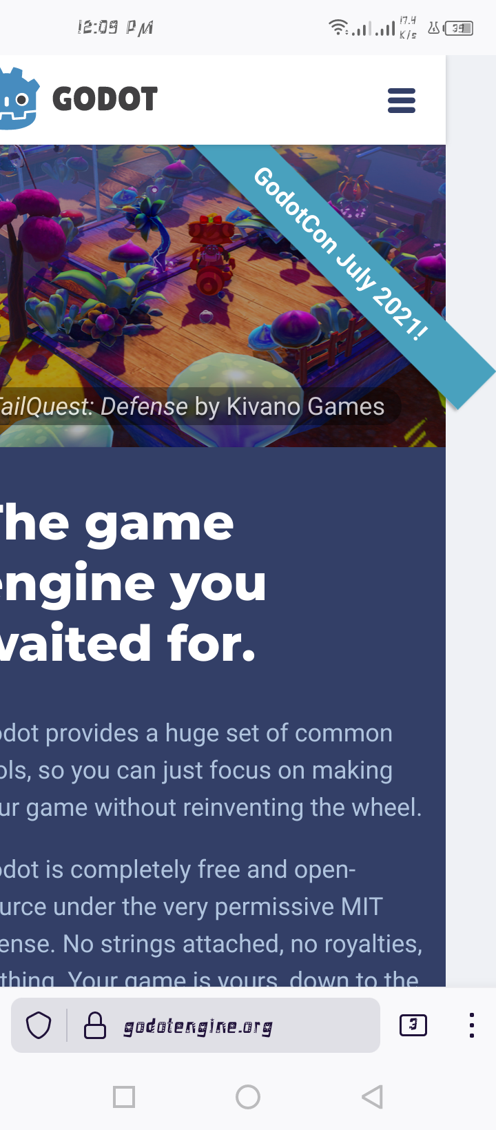 GodotCon banner shrinks page horizontally on mobile · Issue #349 ...