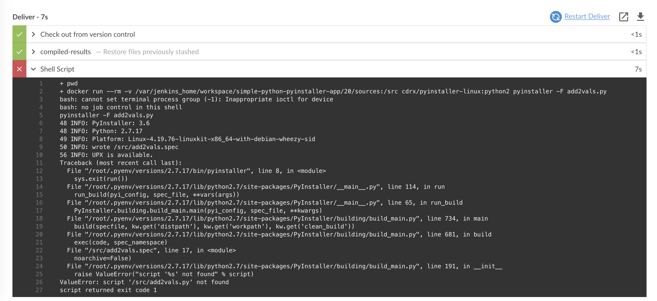 ValueError: script '/src/add2vals.py' not found · Issue #48 · jenkins-docs/simple-python ...