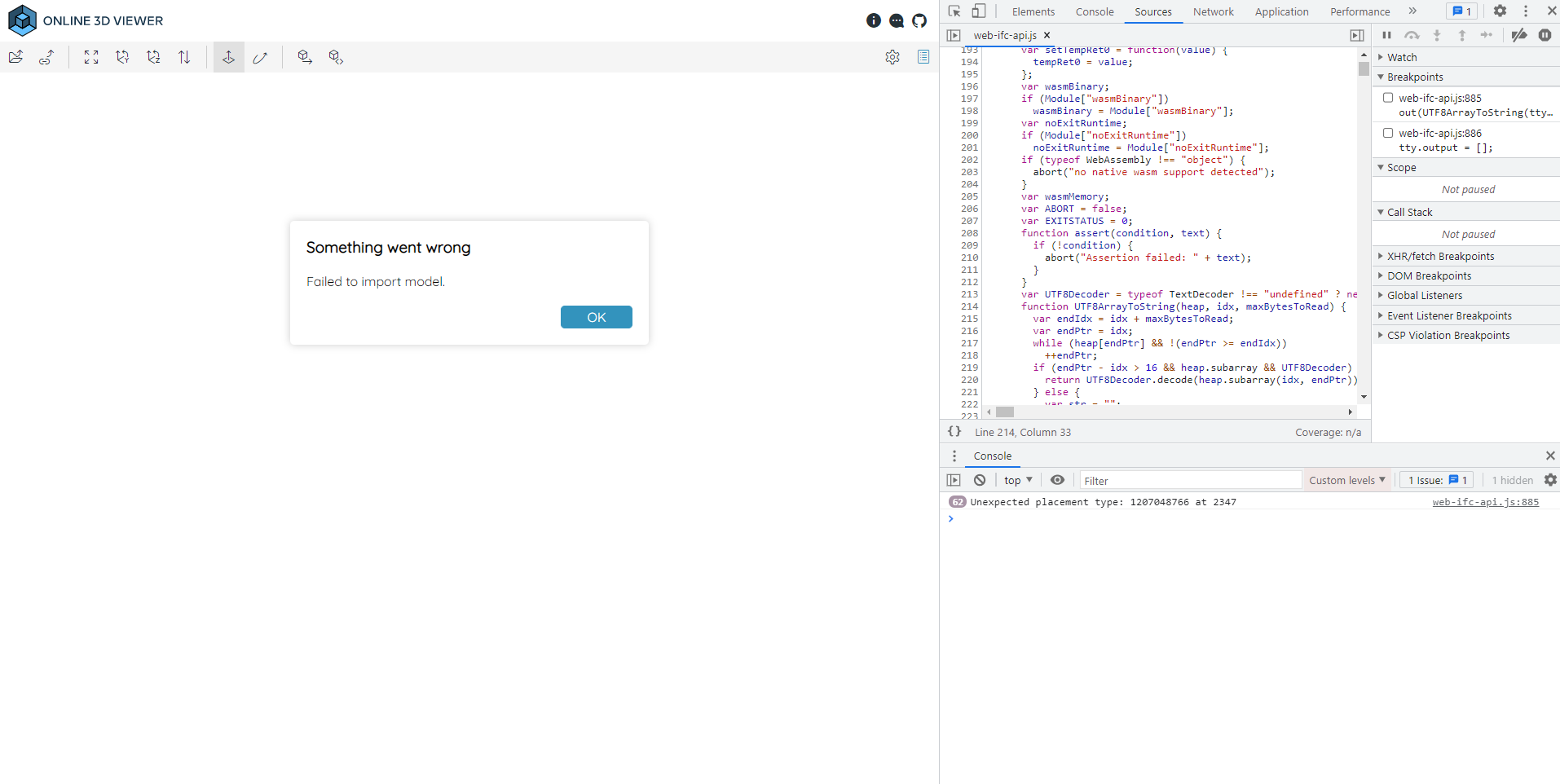 `IFC` import fails with error `Unexpected placement type` · Issue #135 · kovacsv/Online3DViewer ...
