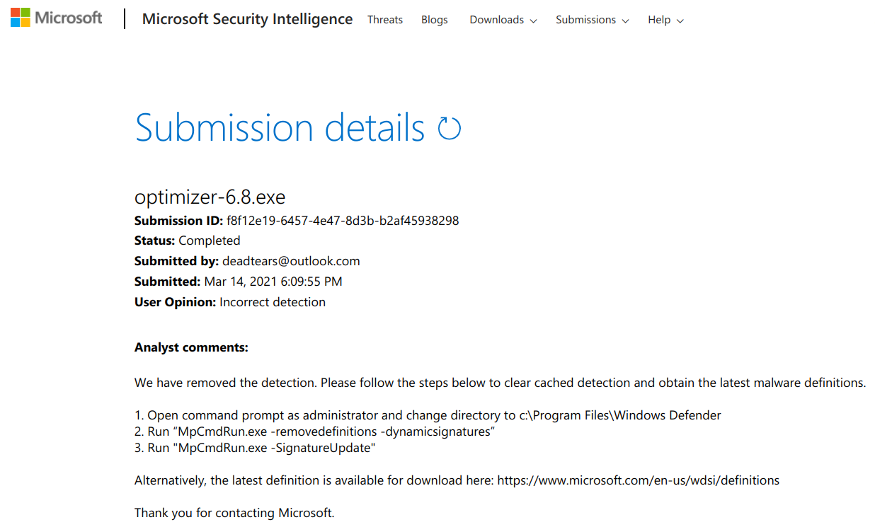 Windows 10 20H2 - Considered Win32/Ymacco.AA64 · Issue #26 · hellzerg/optimizer · GitHub